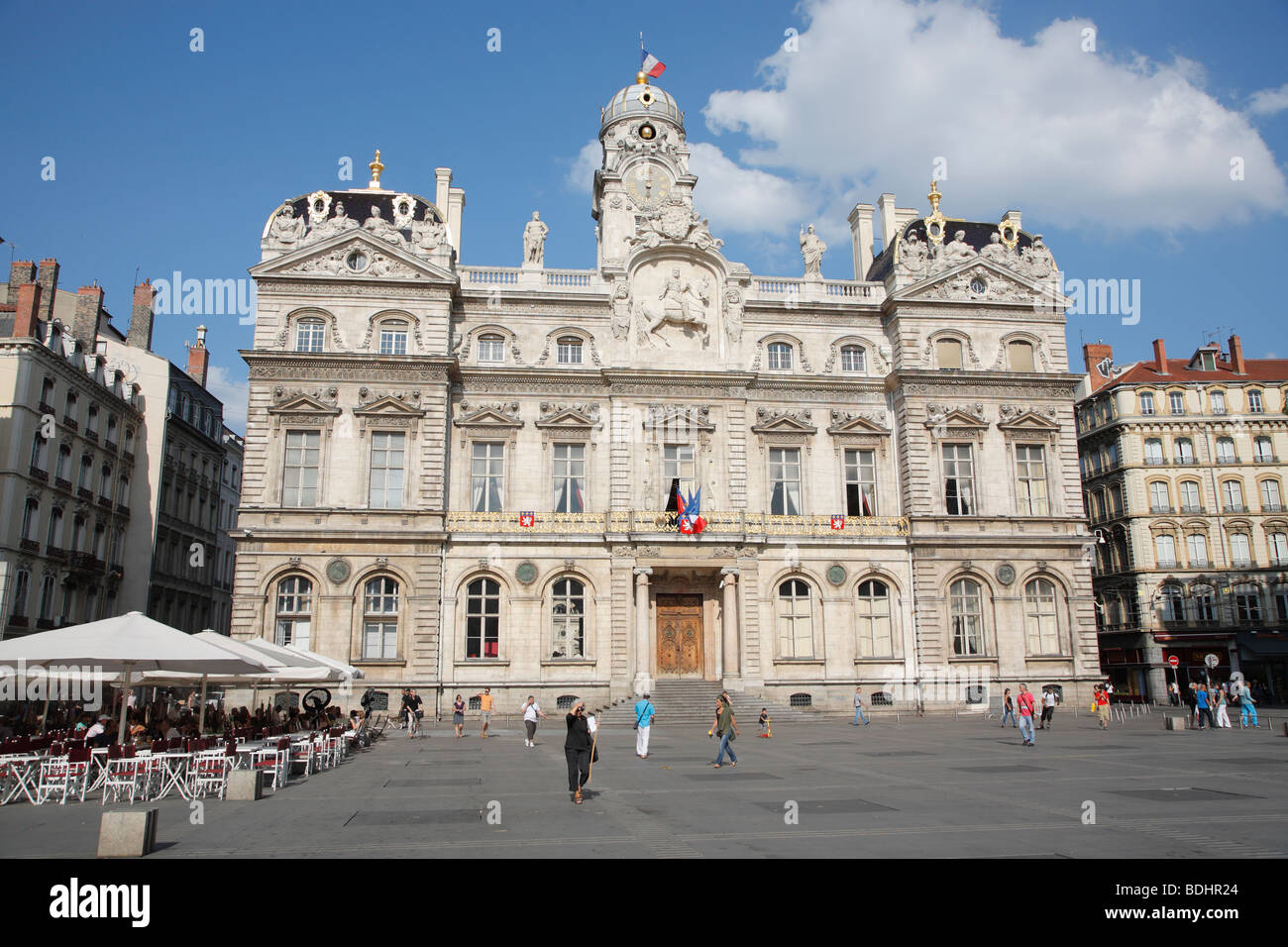 Hotel de Ville, Fountain Bartholdi, Place des Terreaux, Lyon, France ...