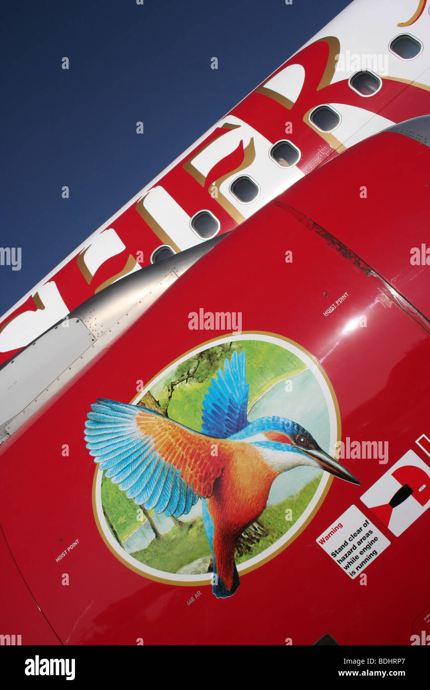 Kingfisher Airlines plane fuselage livery logo Stock Photo - Alamy