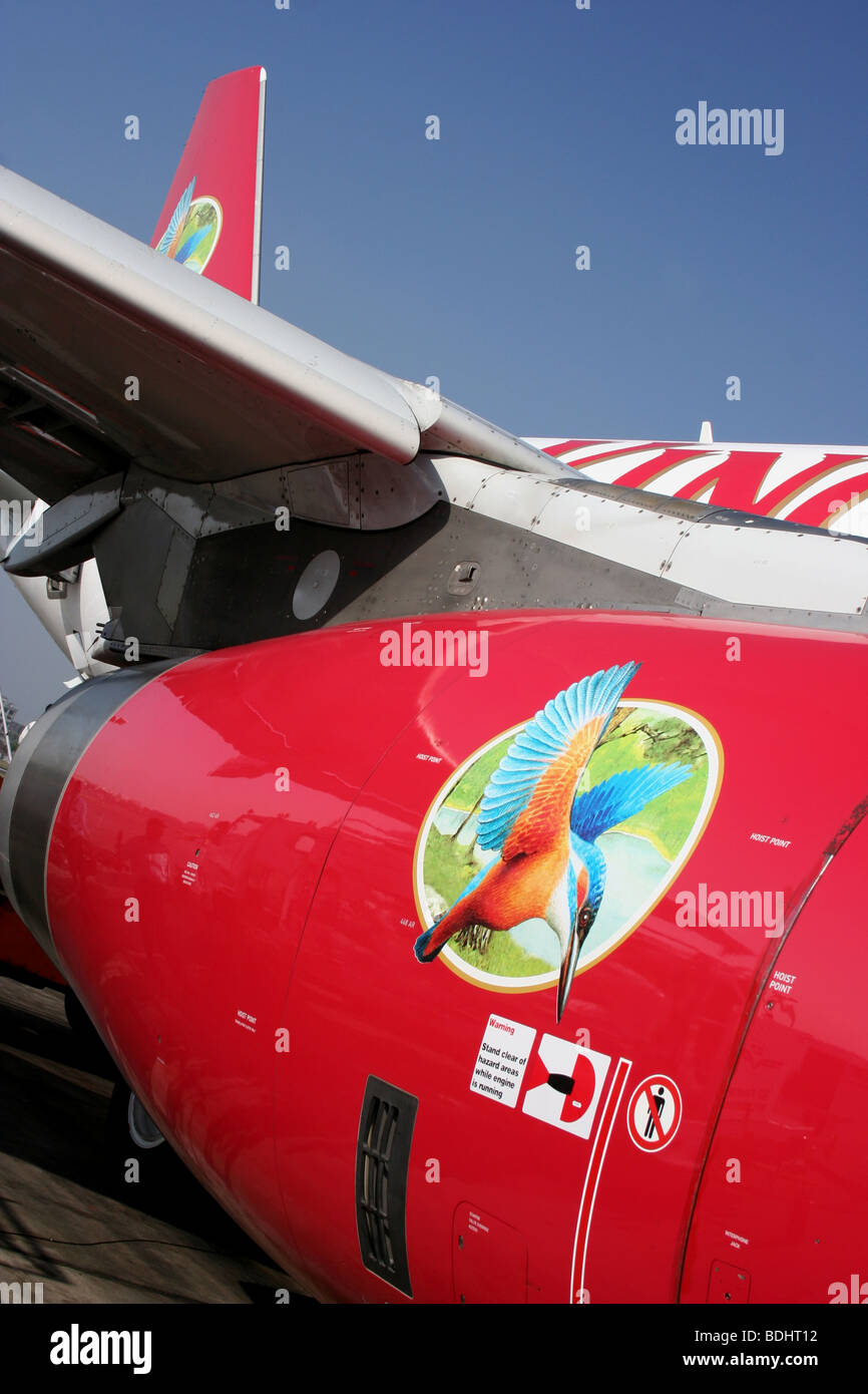Kingfisher Airlines plane fuselage livery logo Stock Photo - Alamy