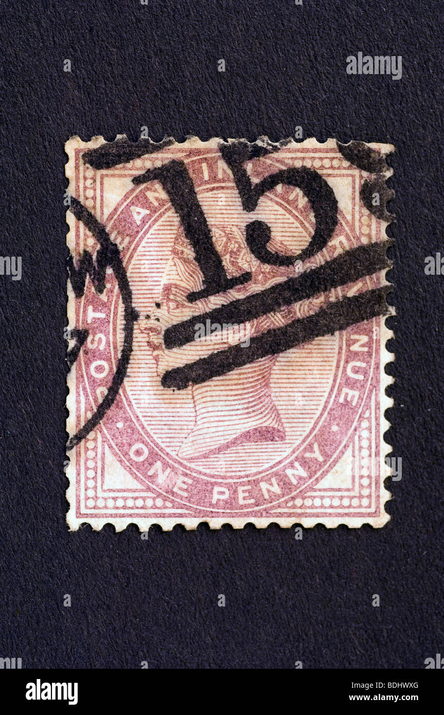 Postage stamp Queen Victoria One Penny Stock Photo - Alamy
