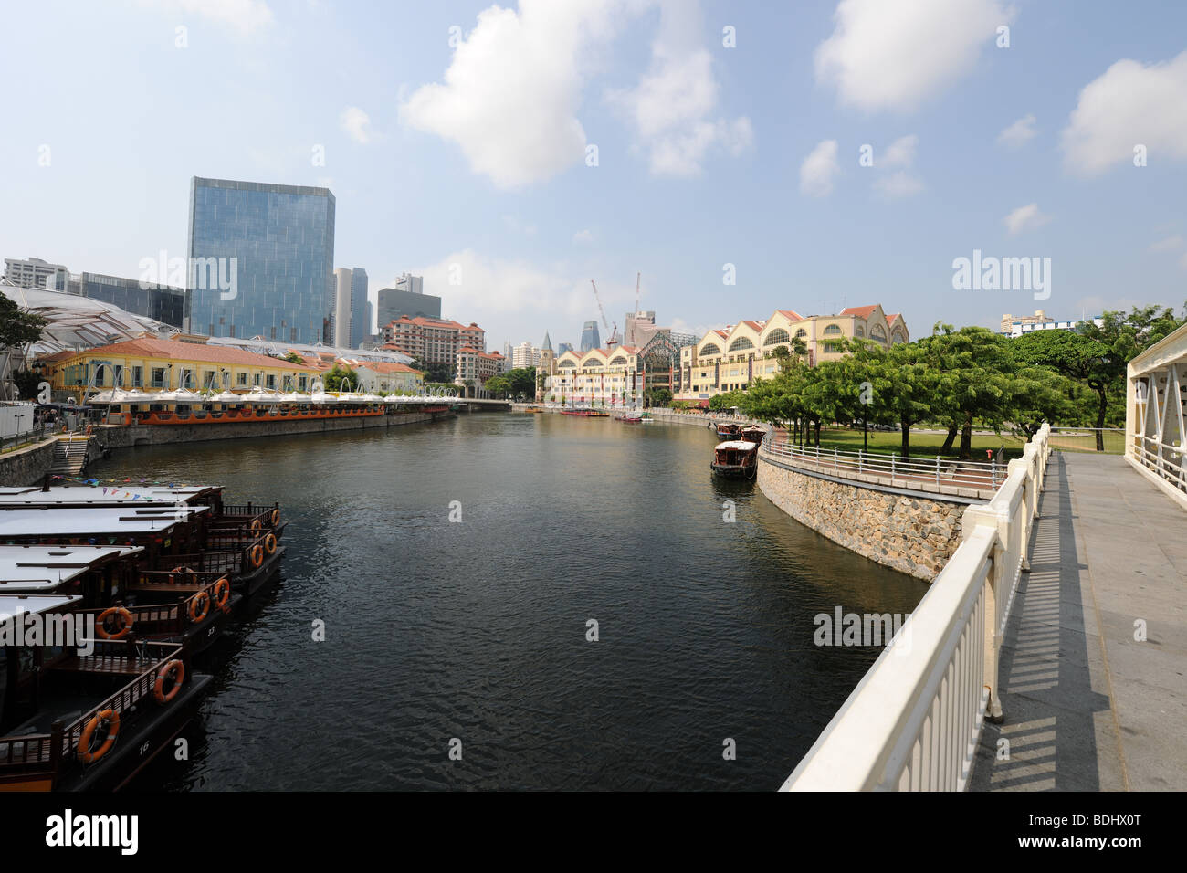 looking towards Clarke Quay and Riverside Point from Ord Bridge ...