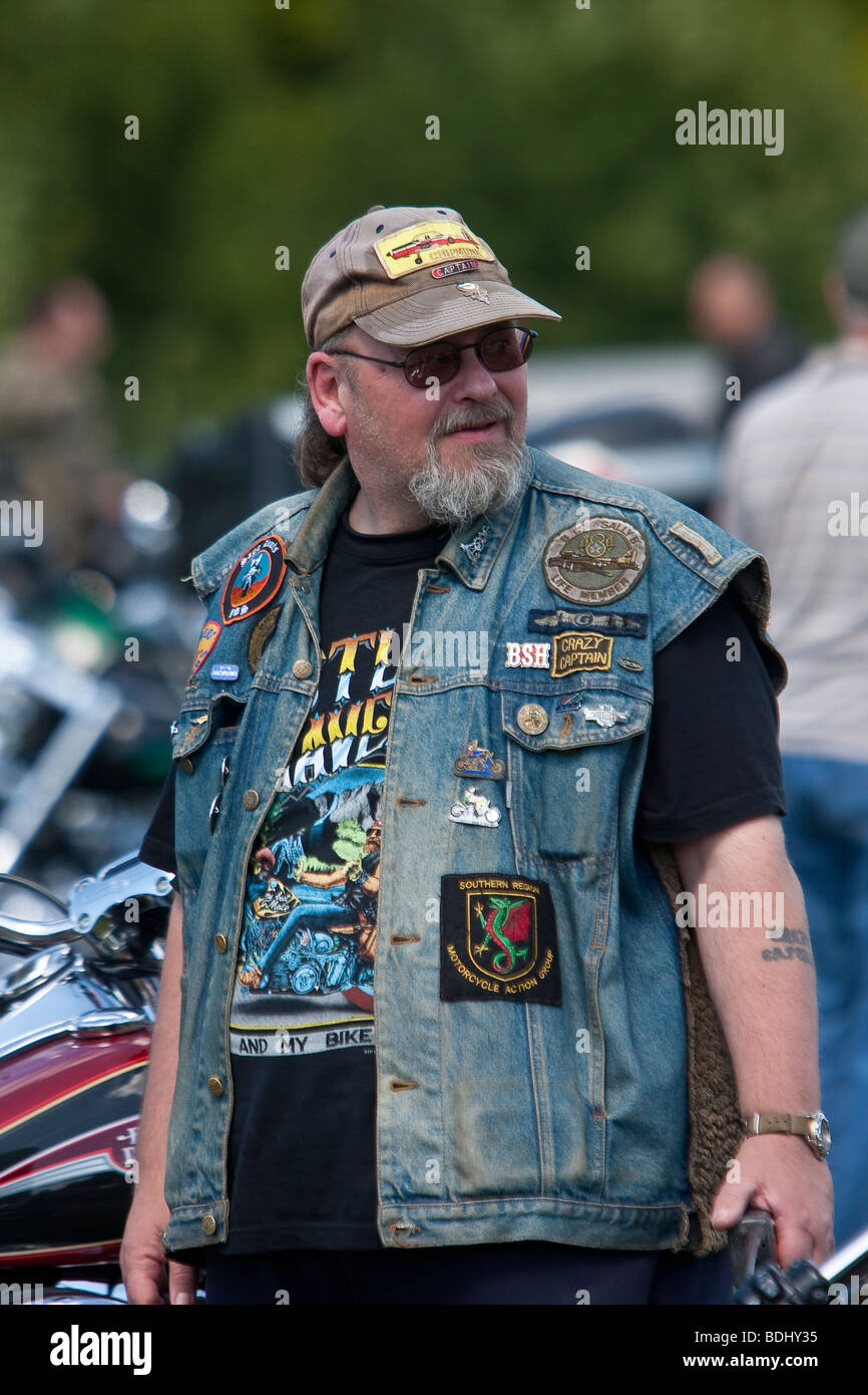 Biker at motorcycle rally Stock Photo - Alamy