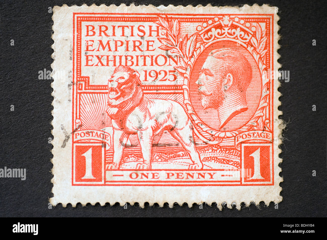 Postage stamp One Penny Stock Photo - Alamy