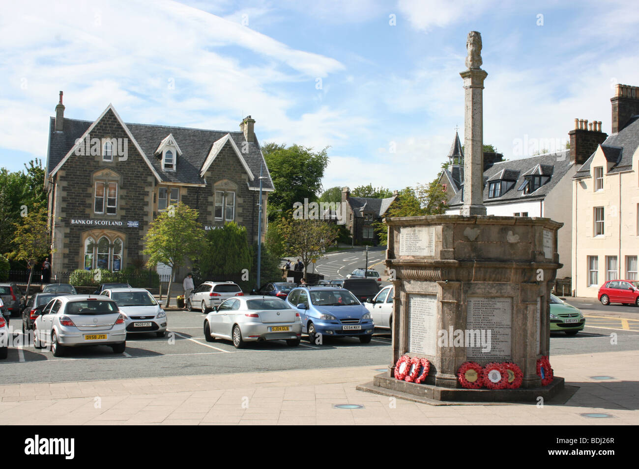 the war memorial in Somerled Square in the town of Portree, Isle of ...