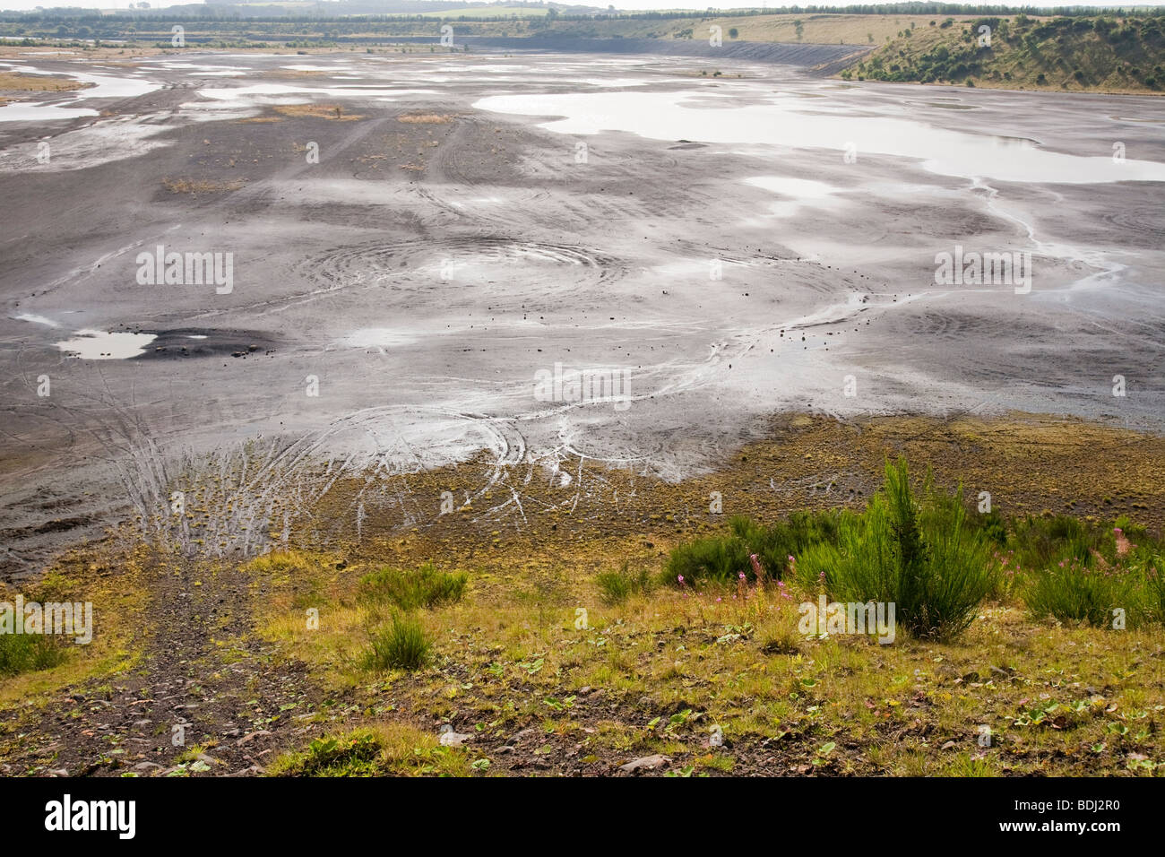 Spoil left by open cast coal mining at the abandoned Westfield mine in ...