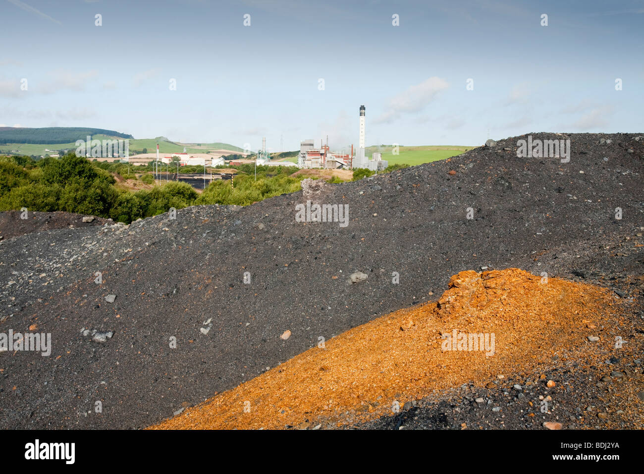 Spoil left by open cast coal mining at the abandoned Westfield mine in ...