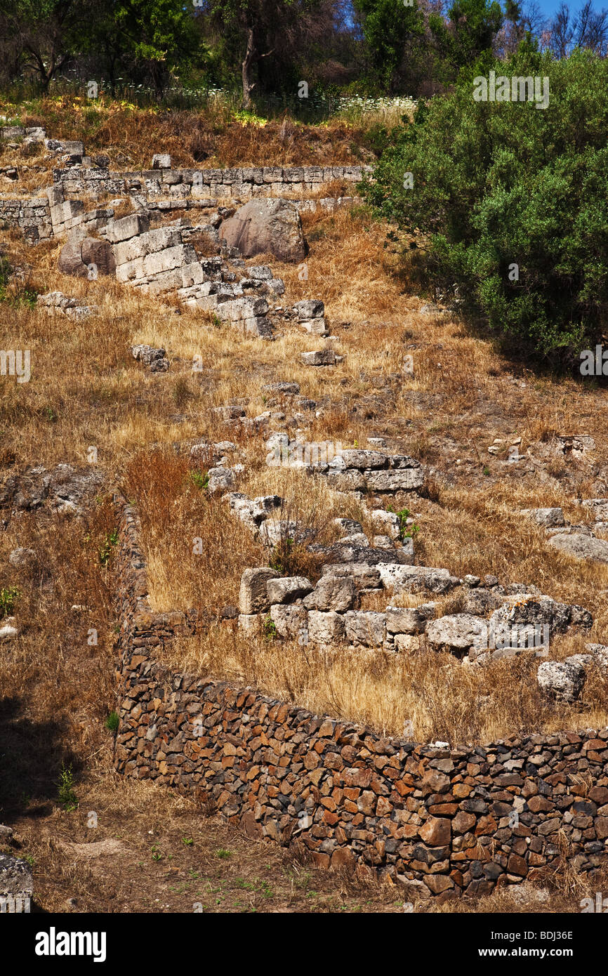 Leontinoi, greek walls - Sicily Stock Photo - Alamy