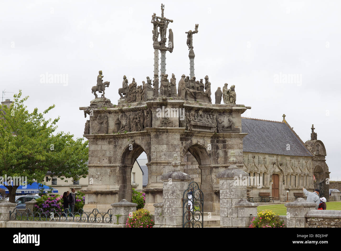 Parish Close at Pleyben in Brittany, France. The Calvary Stock Photo ...