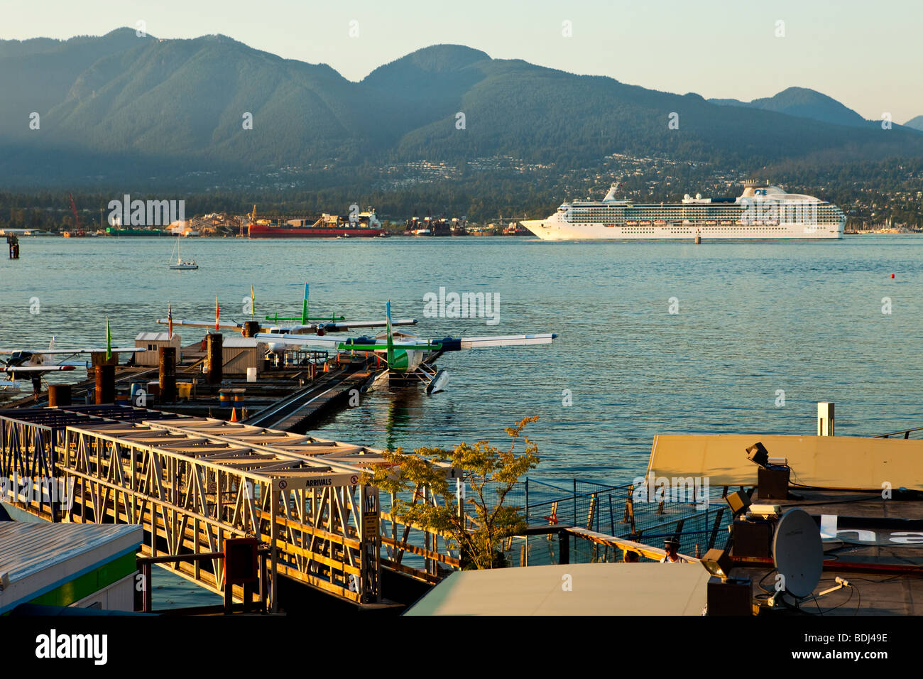 Burrard Inlet with Cruise Ship and Waterplanes, Vancouver, British ...