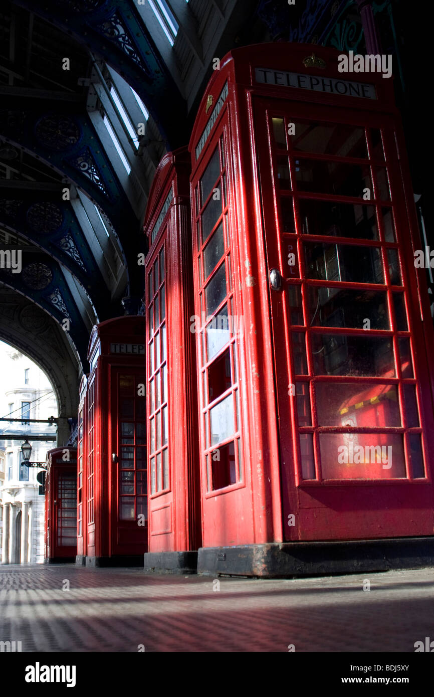 Six London Telephone Boxes at smithfields Market Stock Photo - Alamy
