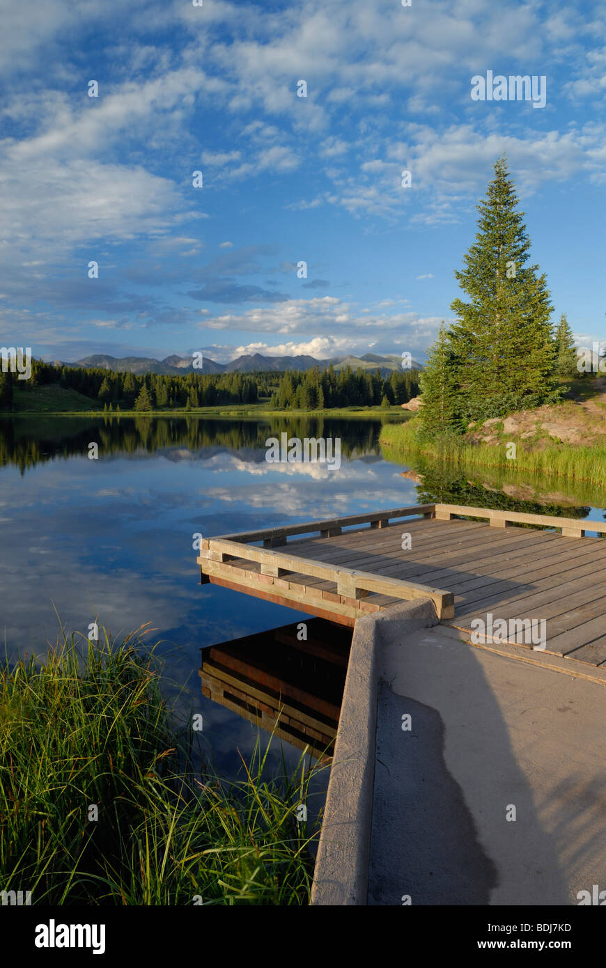 Evening reflections at Andrew's Lake in Colorado Rocky Mountains Stock ...