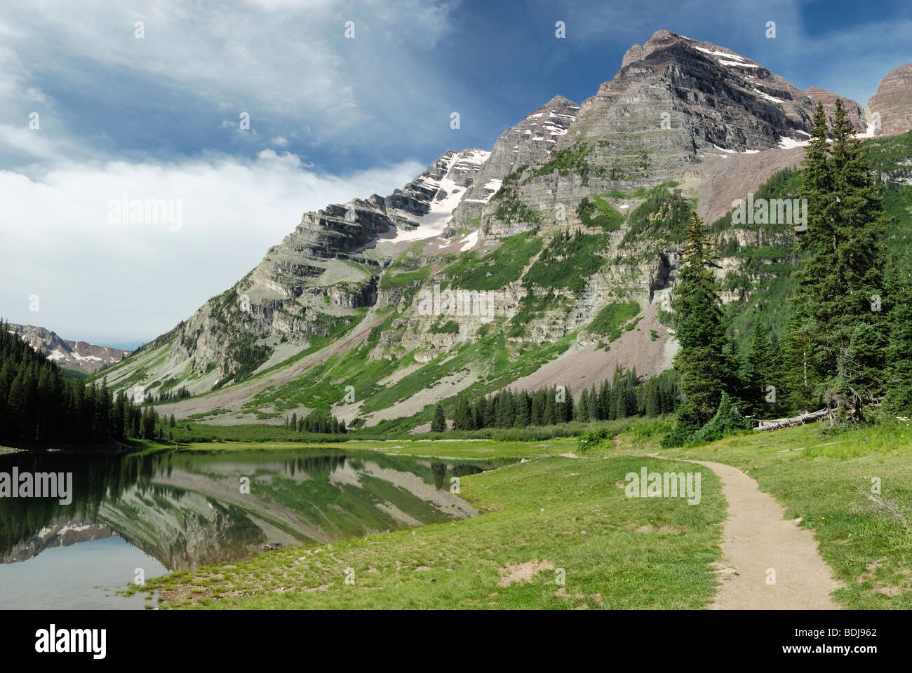 Hiking trail in Maroon Bells Wilderness, central Colorado Stock Photo ...