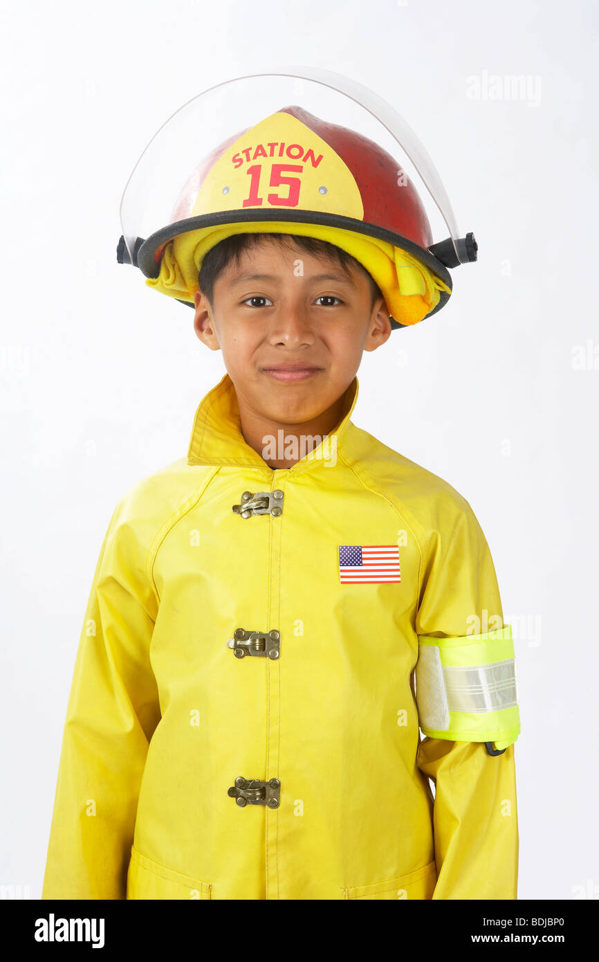 Boy Dressed as Firefighter Stock Photo - Alamy
