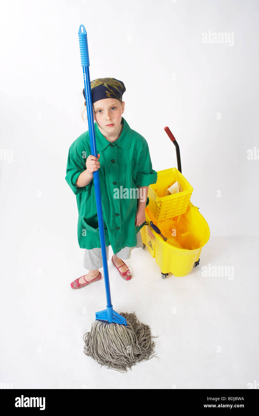 Little Girl Dressed Up as Janitor Stock Photo - Alamy