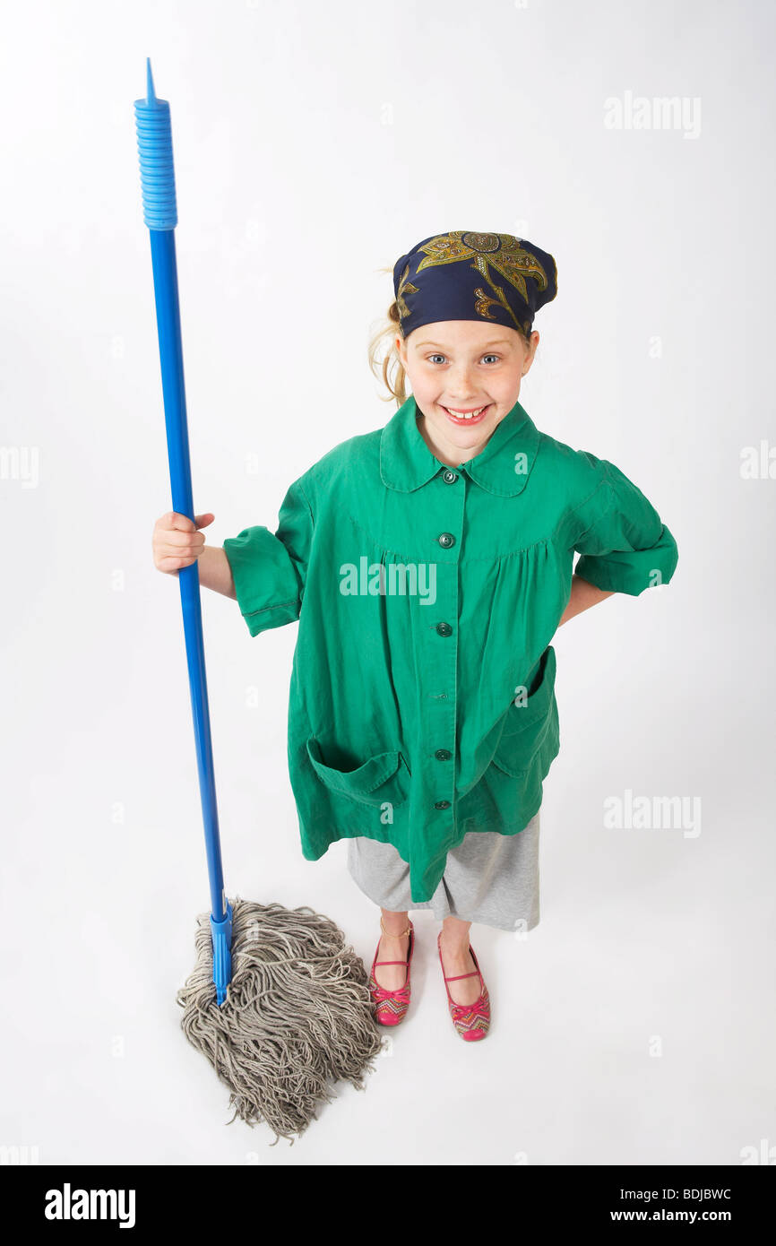 Little Girl Dressed Up as Janitor Stock Photo - Alamy