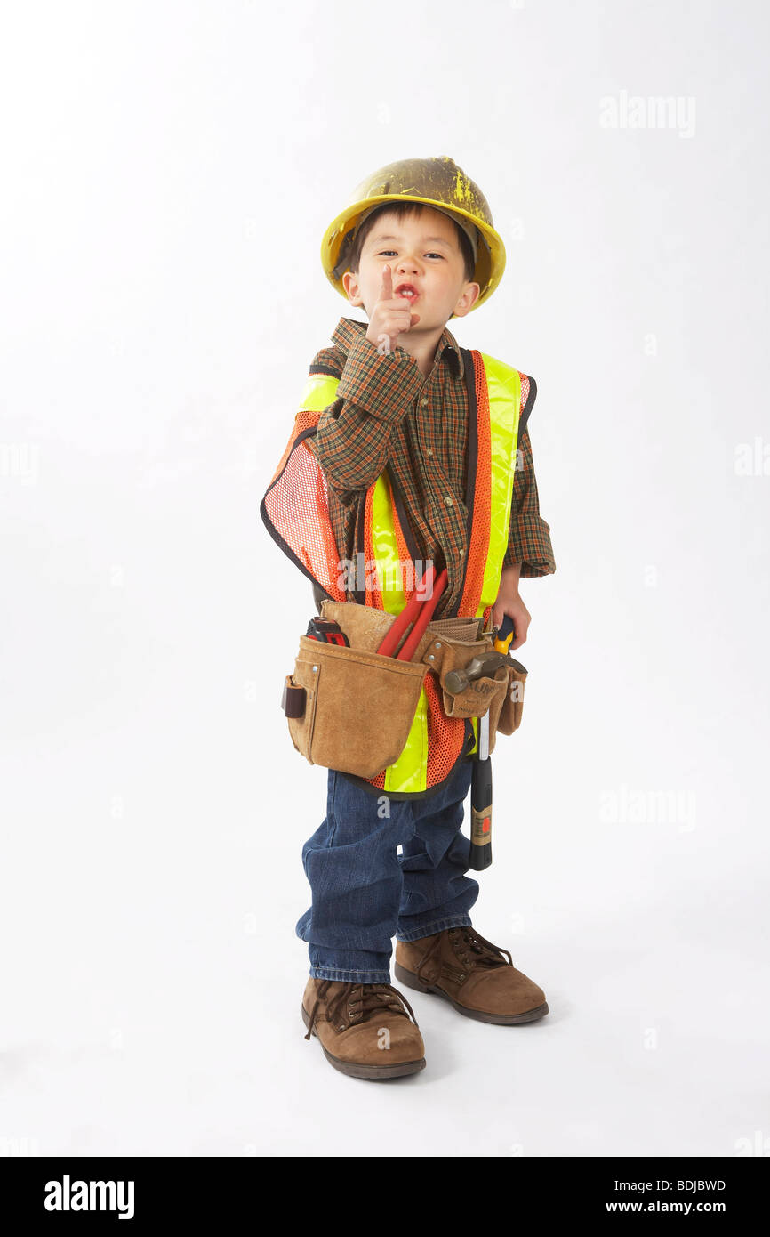 Little Boy Dressed Up as Construction Worker Stock Photo - Alamy
