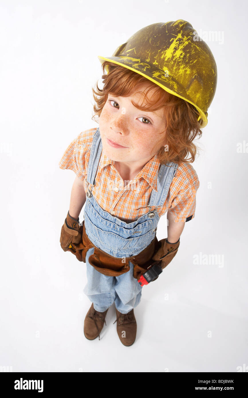 Little Boy Dressed Up as Construction Worker Stock Photo - Alamy