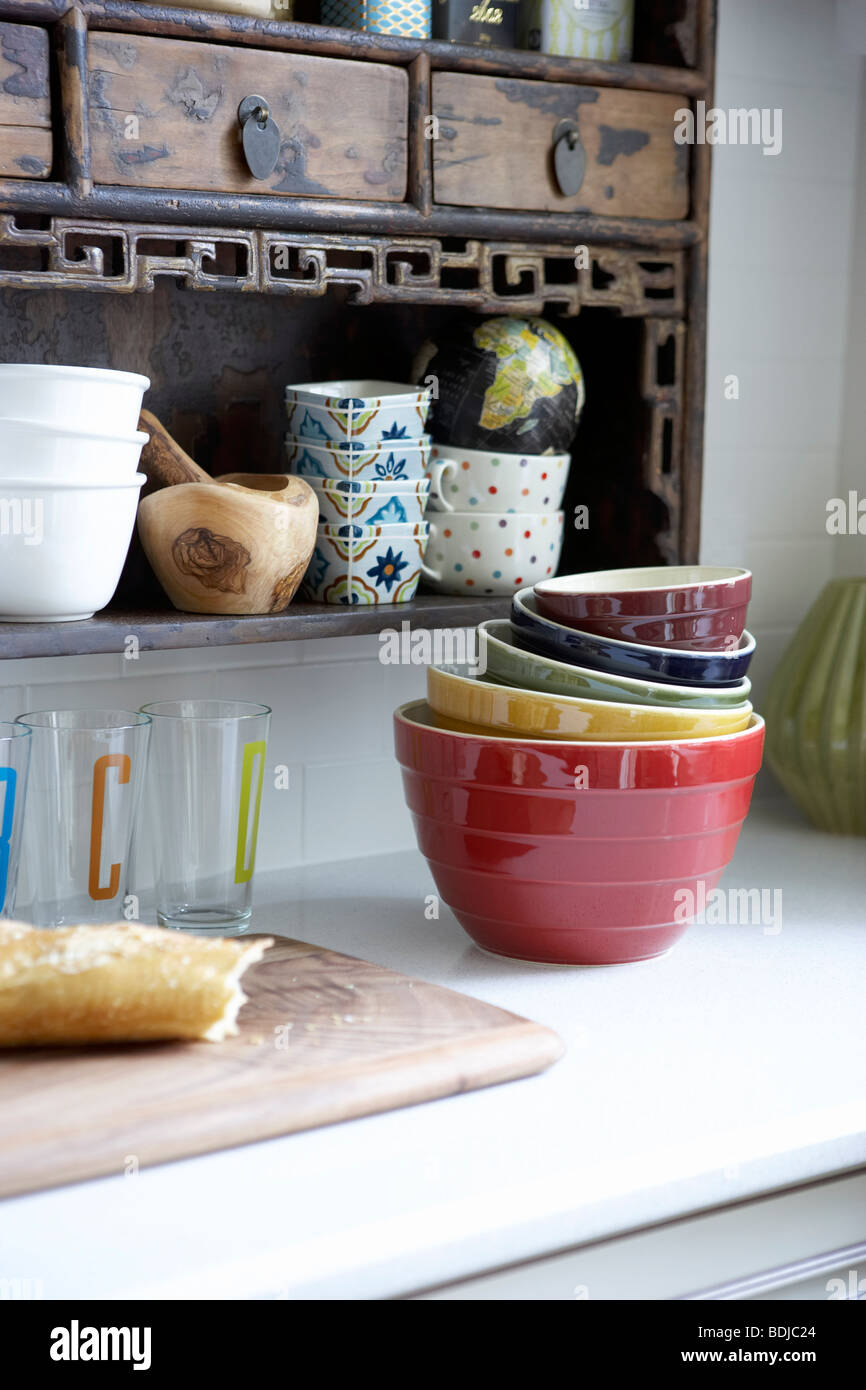 Bowls on Kitchen Counter Stock Photo - Alamy