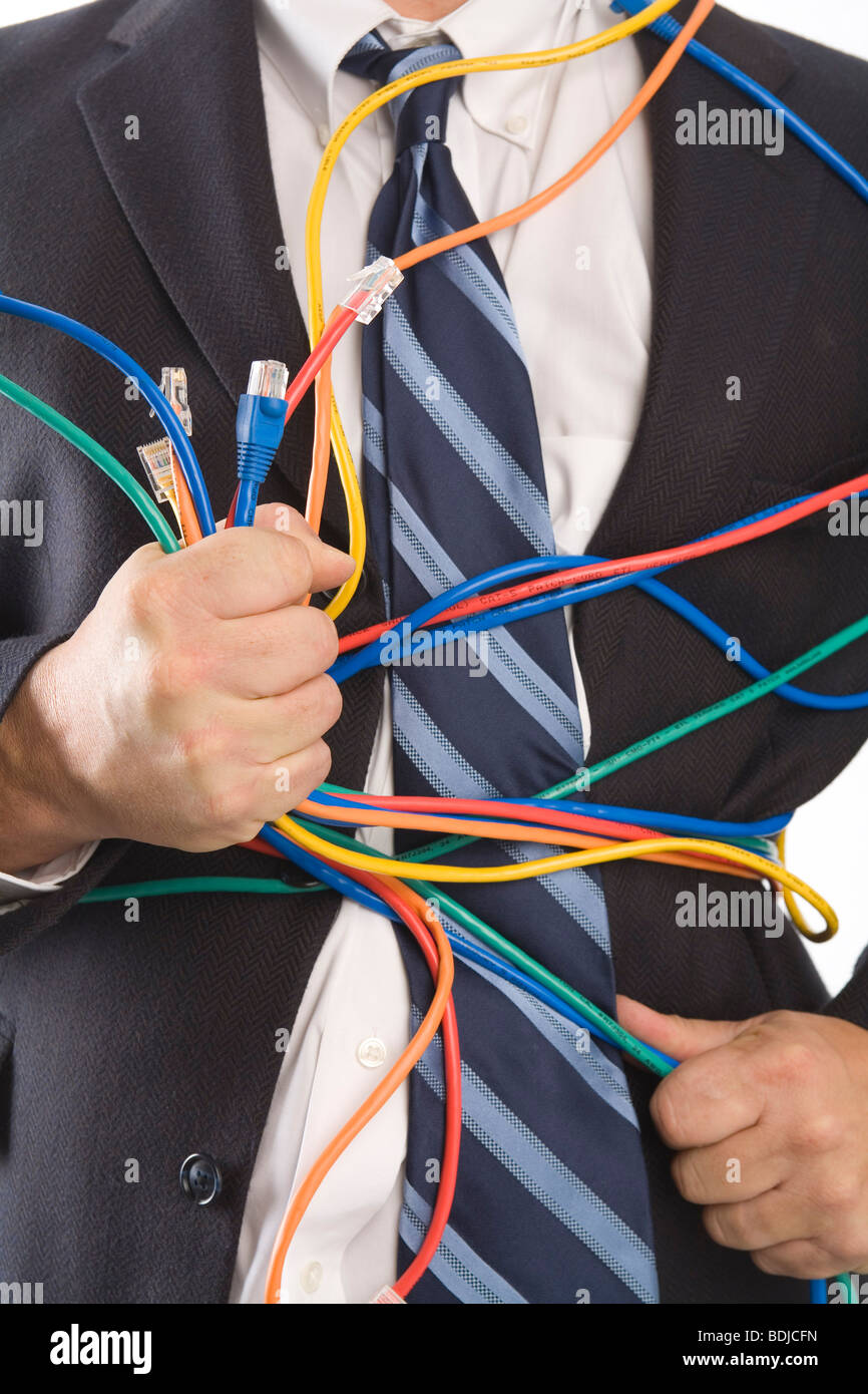 Tangled ethernet cables hi-res stock photography and images - Alamy