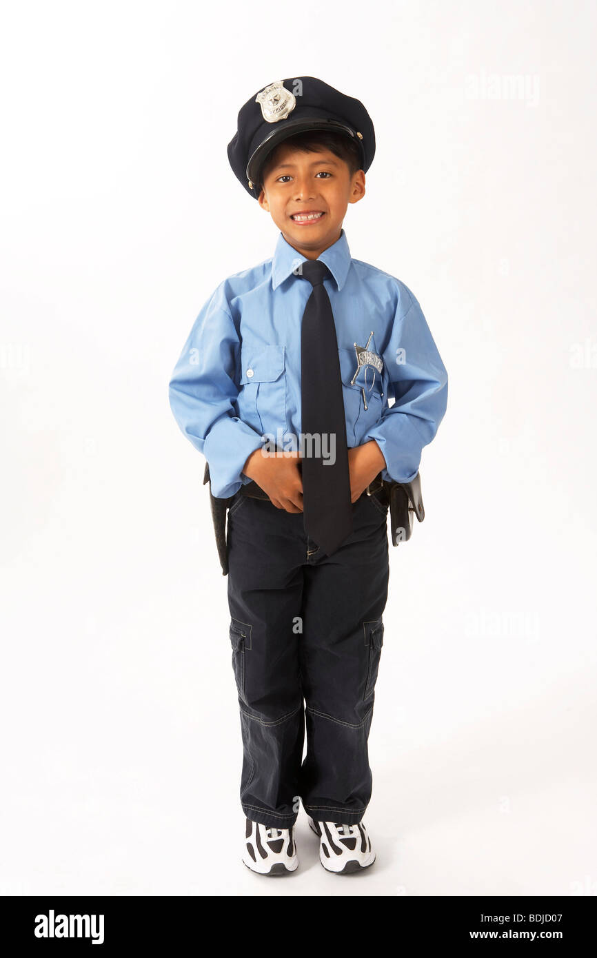 Boy Dressed as Police Officer Stock Photo - Alamy