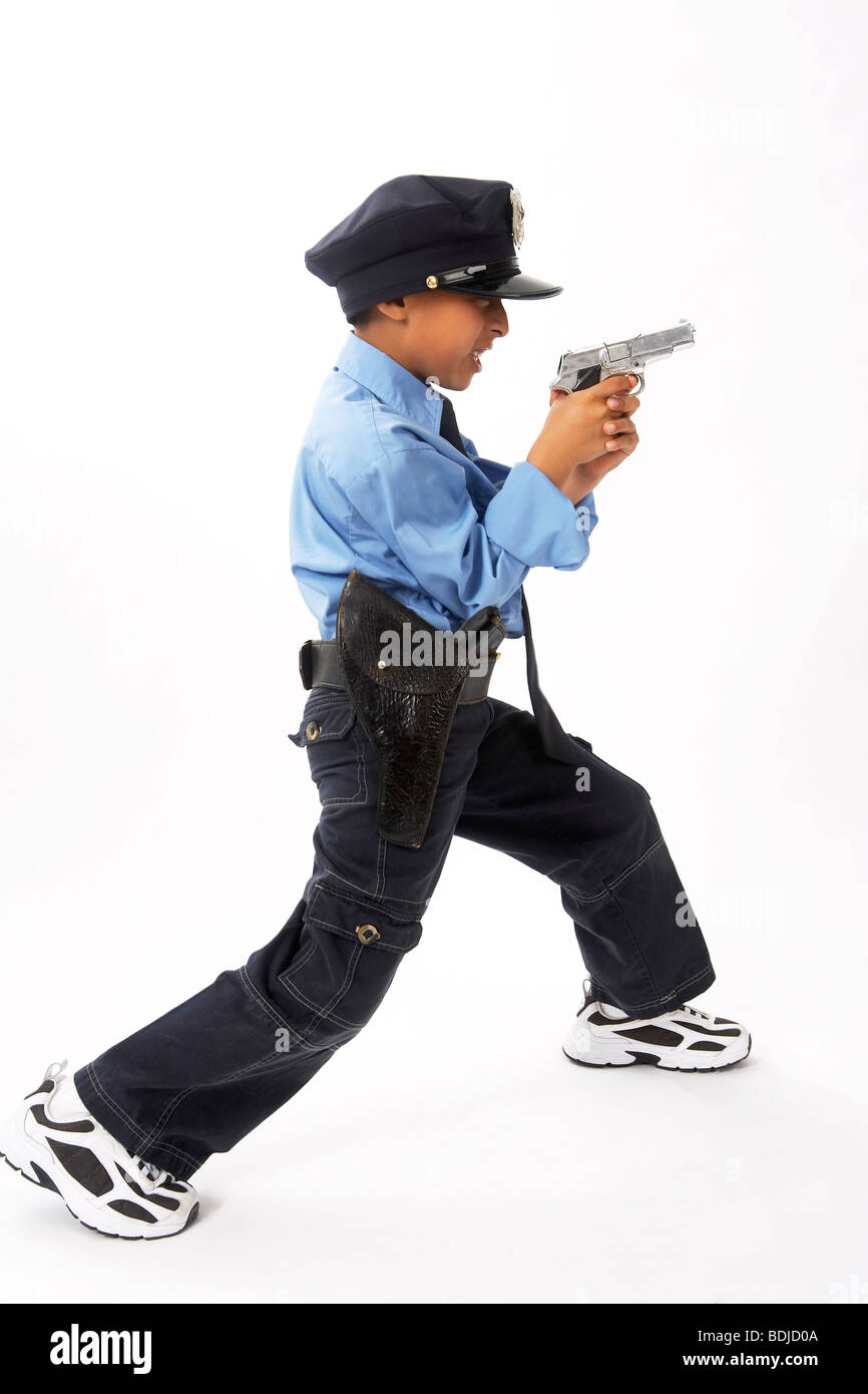 Boy Dressed as Police Officer Stock Photo - Alamy