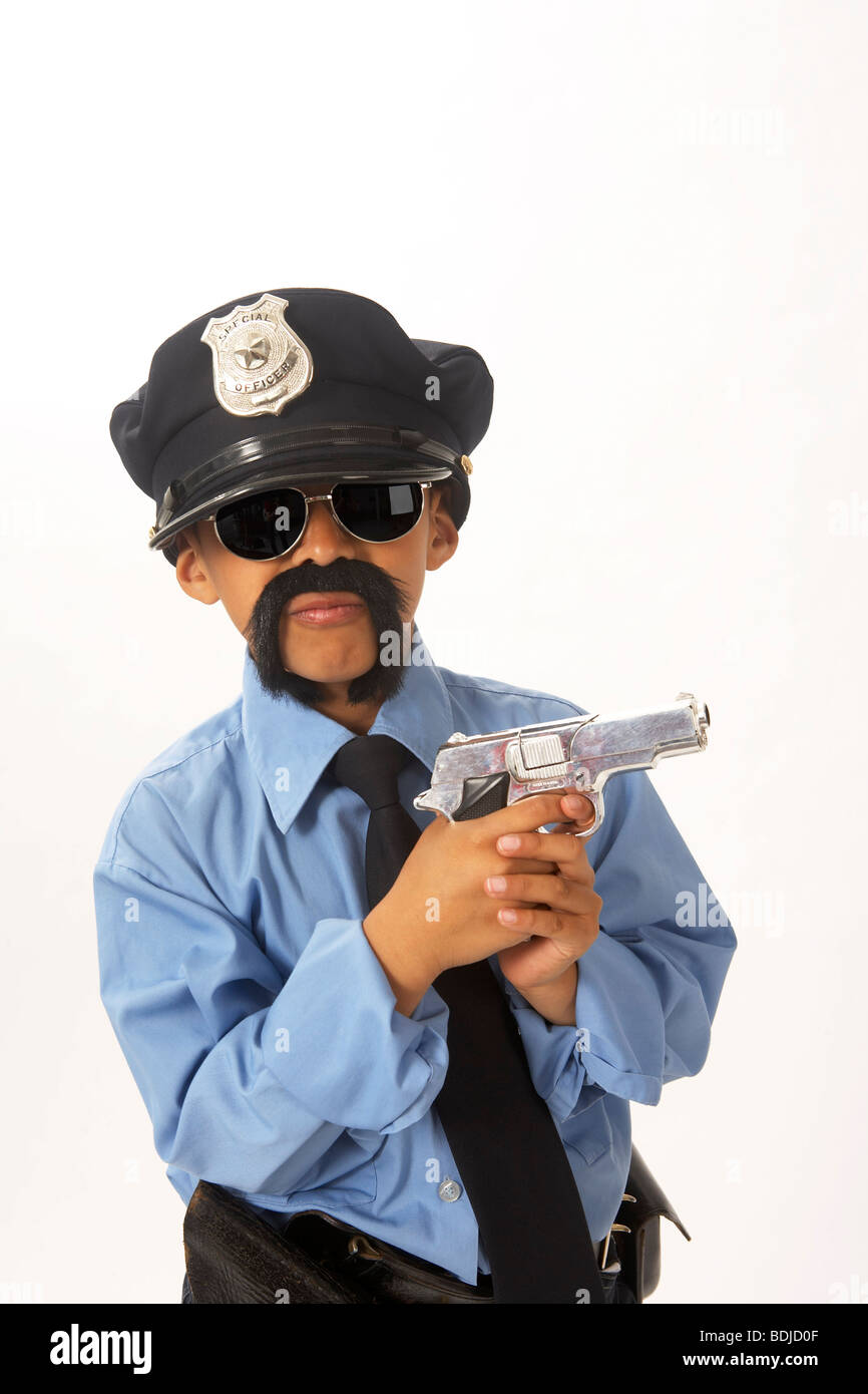 Boy Dressed as Police Officer Stock Photo - Alamy