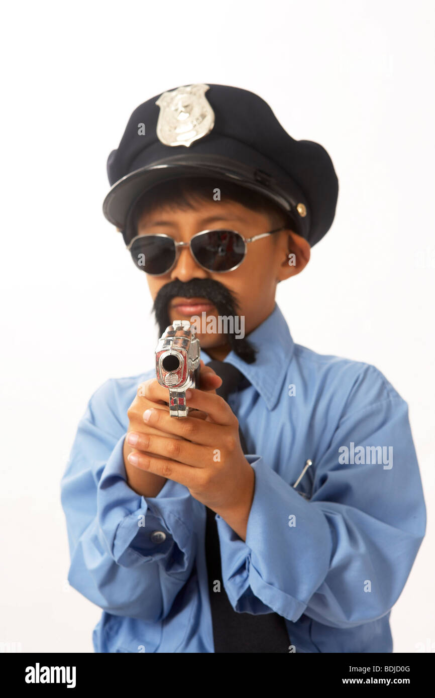 Boy Dressed as Police Officer Stock Photo - Alamy