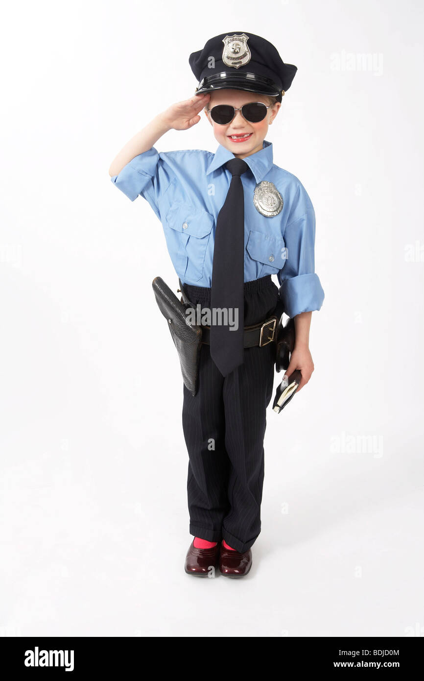 Girl Dressed as Police Officer Stock Photo - Alamy