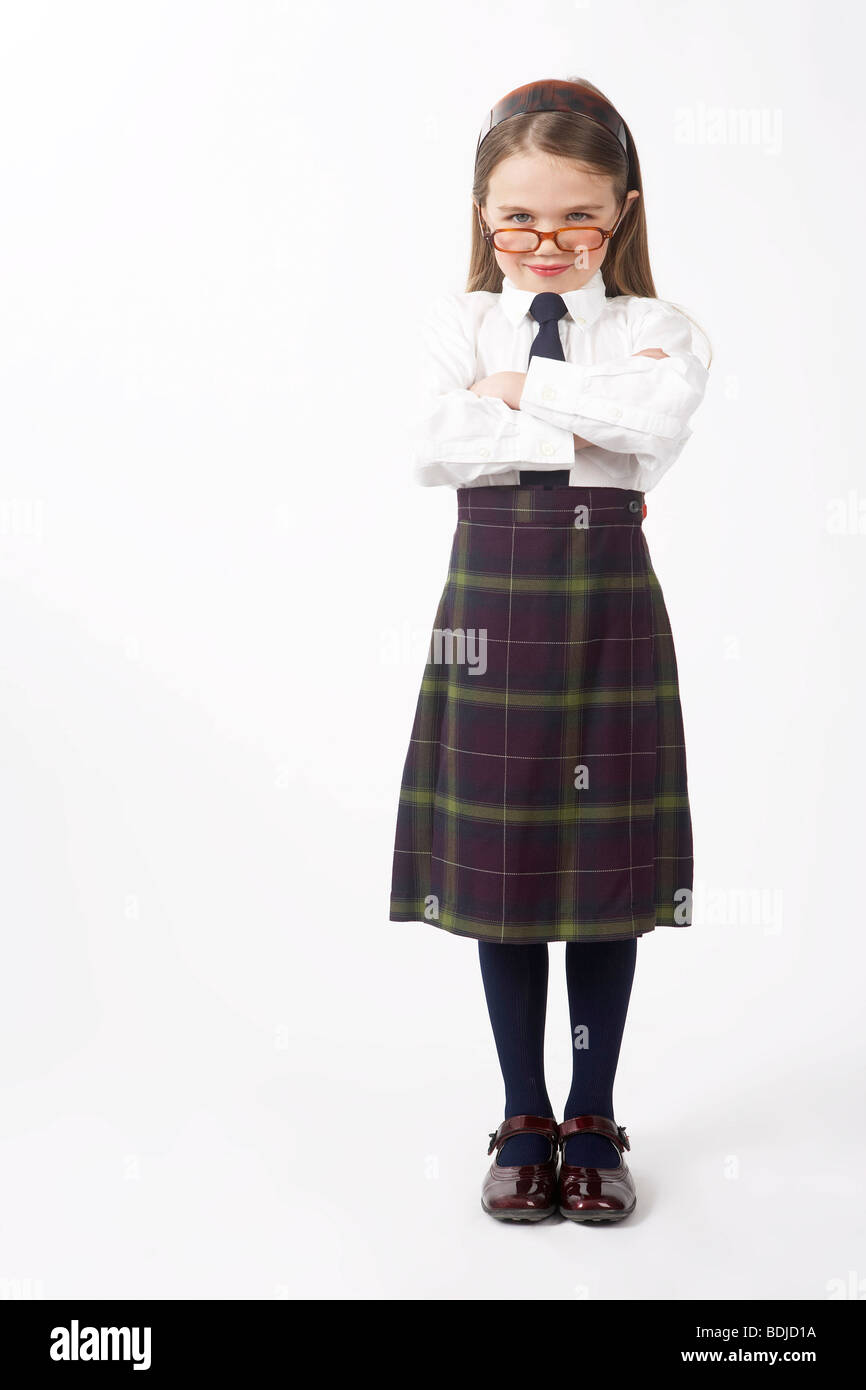 Girl in School Uniform Stock Photo - Alamy