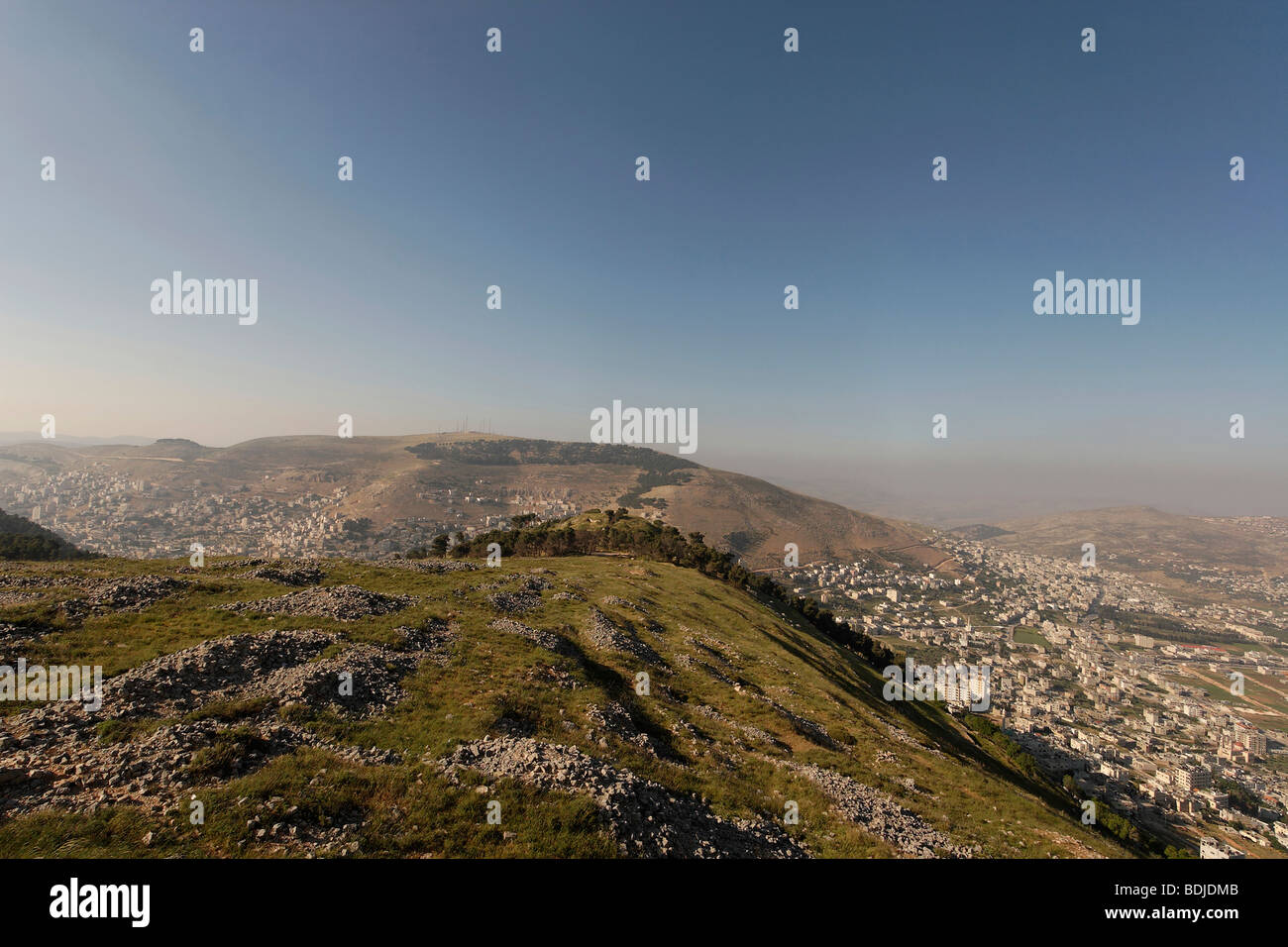 Samaria, a view of Mount Ebal and Nablus as seen from Mount Gerizim ...