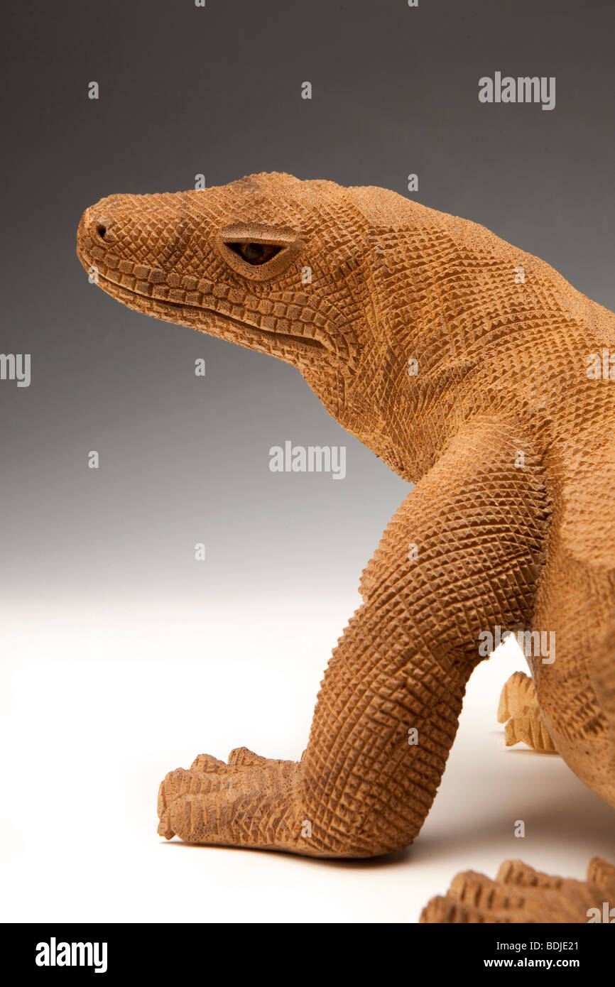 Indonesia, Bali, crafts, Ubud, carving of Komodo Dragon by master ...