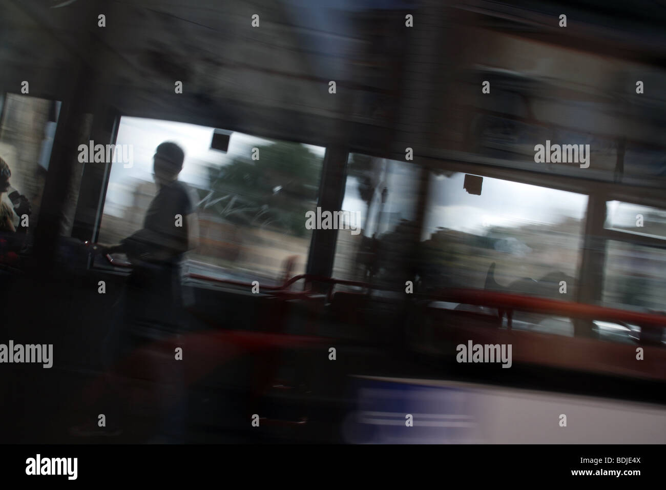 people on fast public transport bus in rome italy Stock Photo - Alamy