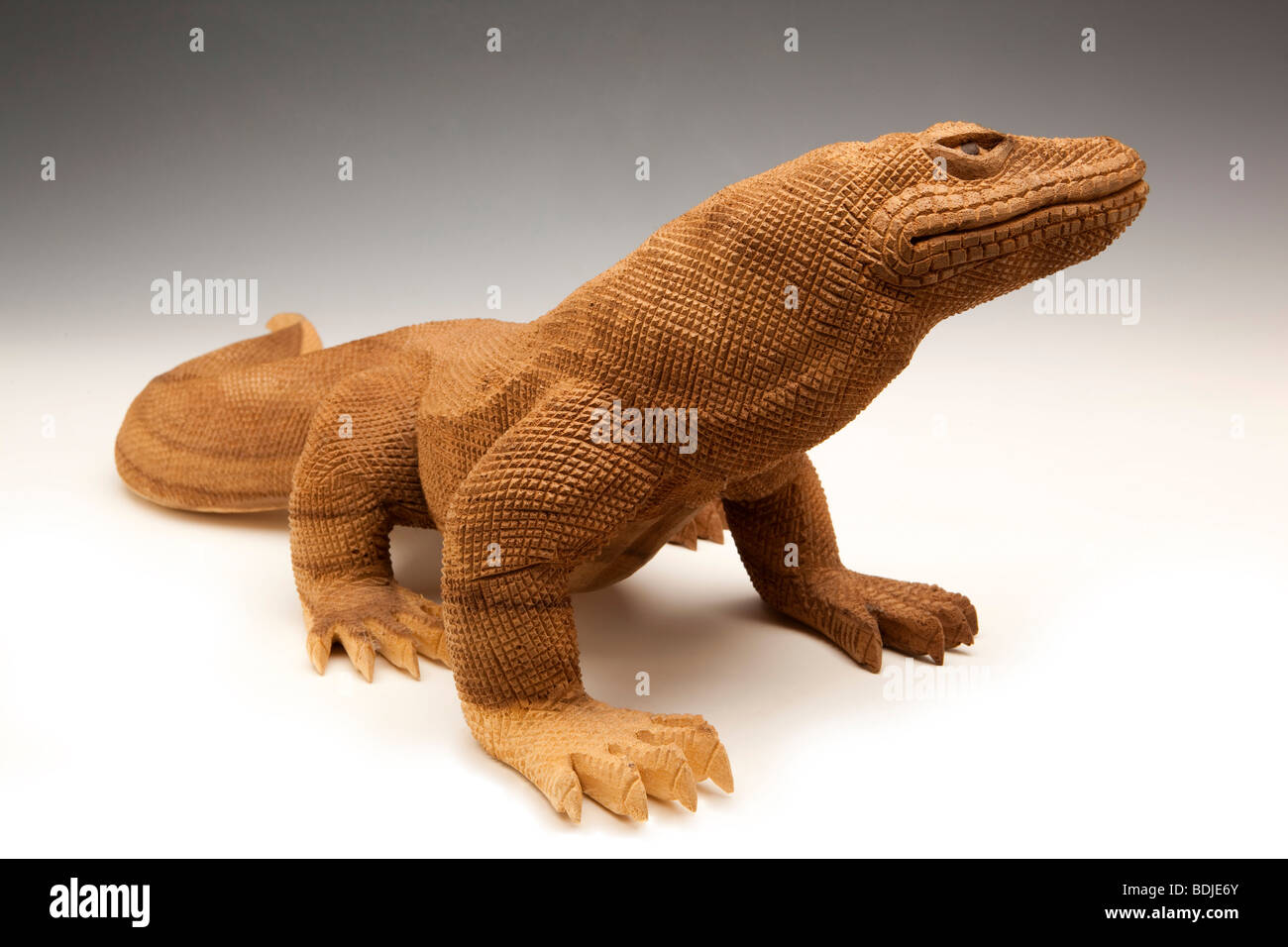 Indonesia, Bali, crafts, Ubud, carving of Komodo Dragon by master ...