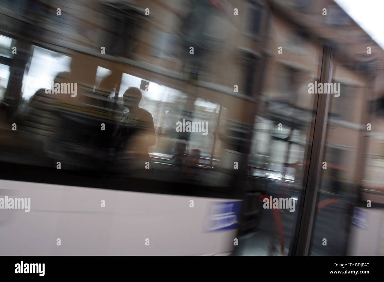 people on fast public transport bus in rome italy Stock Photo - Alamy