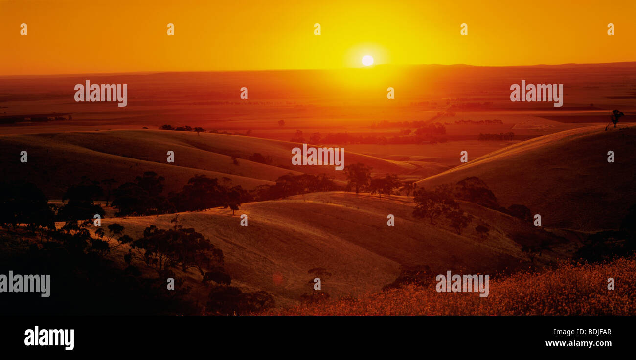 Landscape Sunset Showing Setting Sun Stock Photo - Alamy