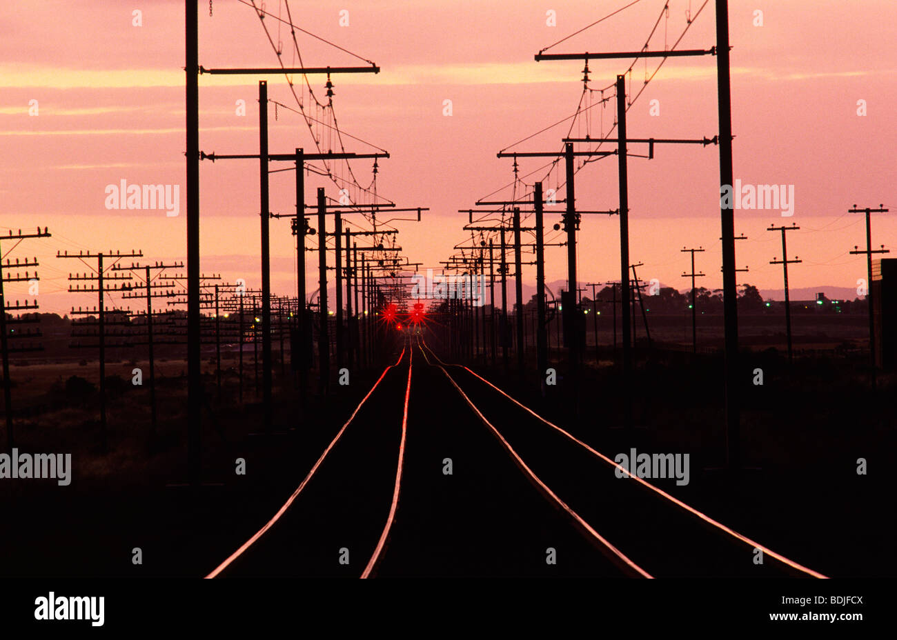 Railway Lines, Sunset Stock Photo - Alamy