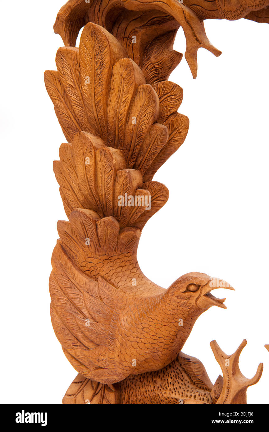Indonesia, Bali, crafts, Ubud, detail of carved bird theme frame by ...