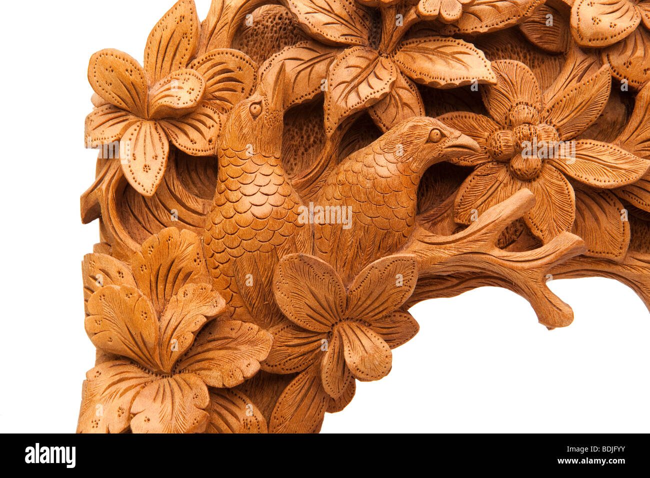 Indonesia, Bali, crafts, Ubud, detail of carved bird theme frame by ...