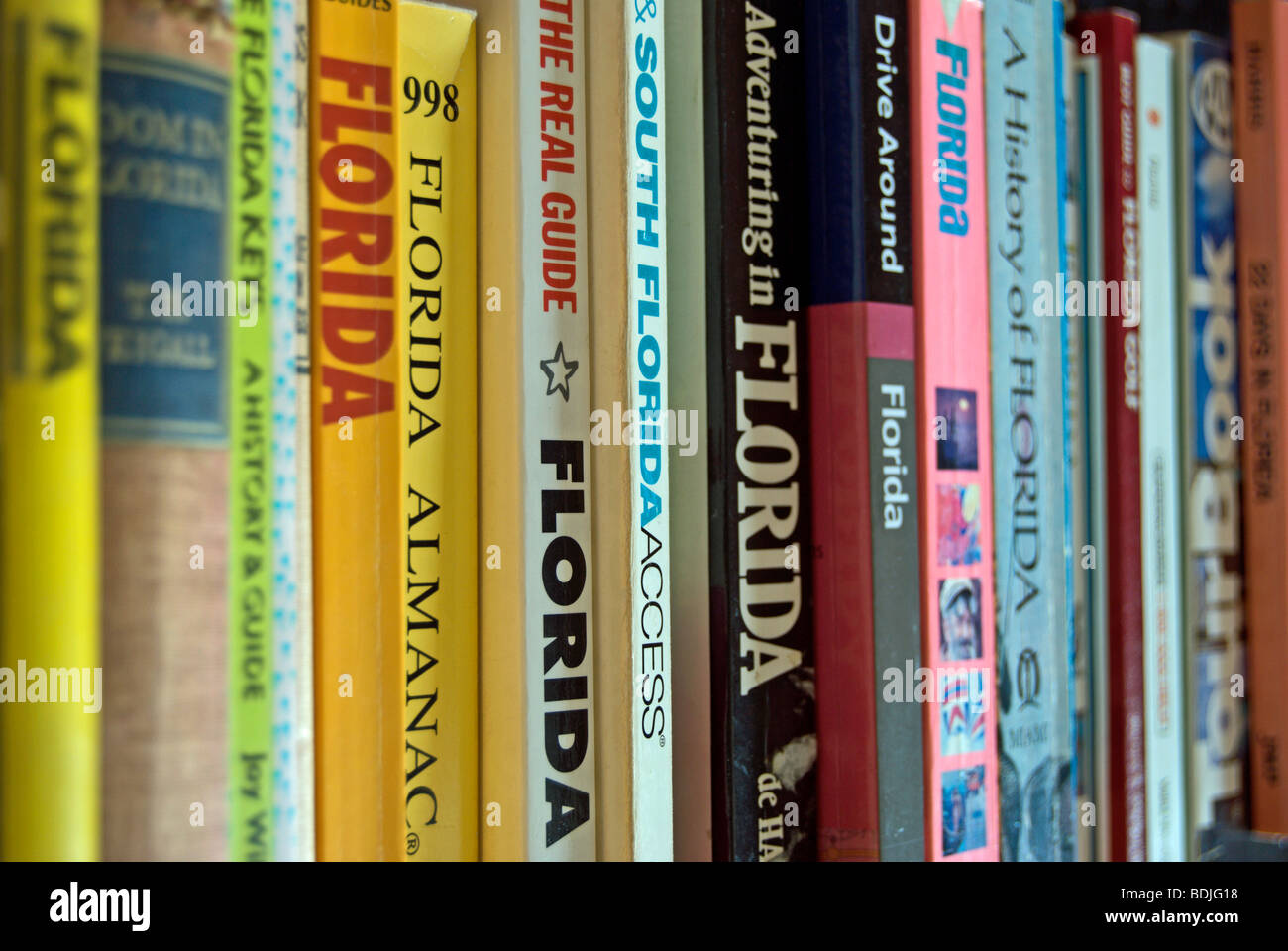row of books about the american state of florida including guidebooks ...