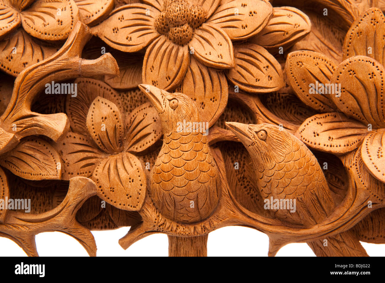 Indonesia, Bali, crafts, Ubud, detail of carved bird theme frame by ...
