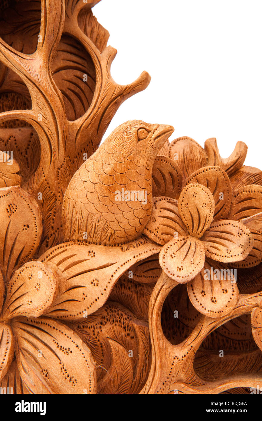 Indonesia, Bali, crafts, Ubud, detail of carved bird theme frame by ...