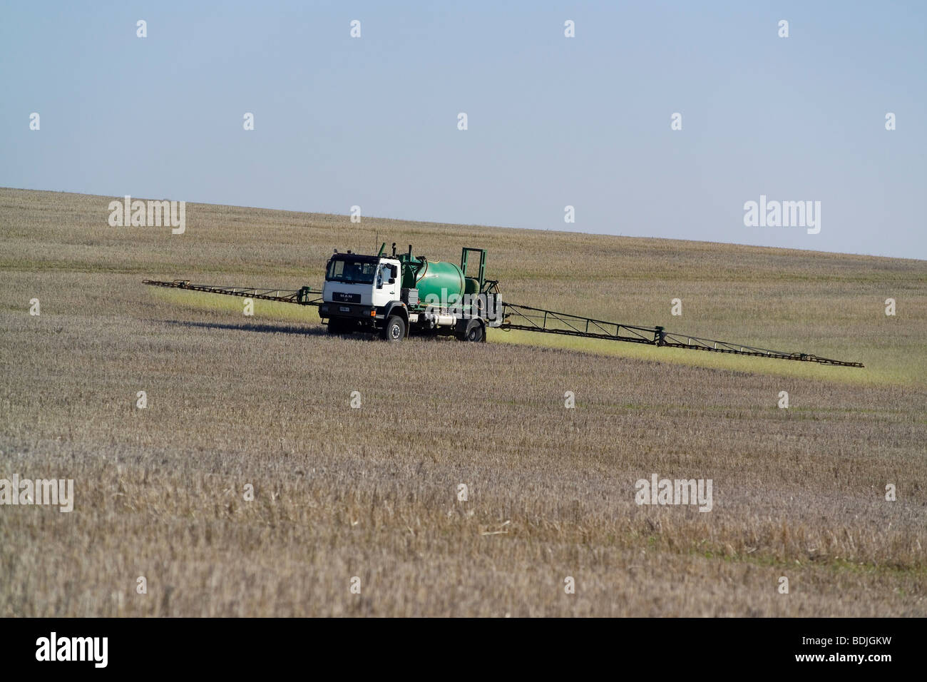 Truck Spraying Stubble Prior to Sowing Wheat Crop, Australia Stock ...