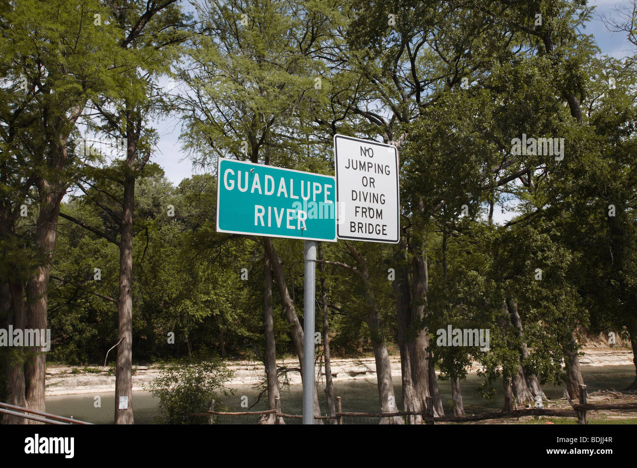 Guadalupe River Sign, Texas, USA Stock Photo - Alamy
