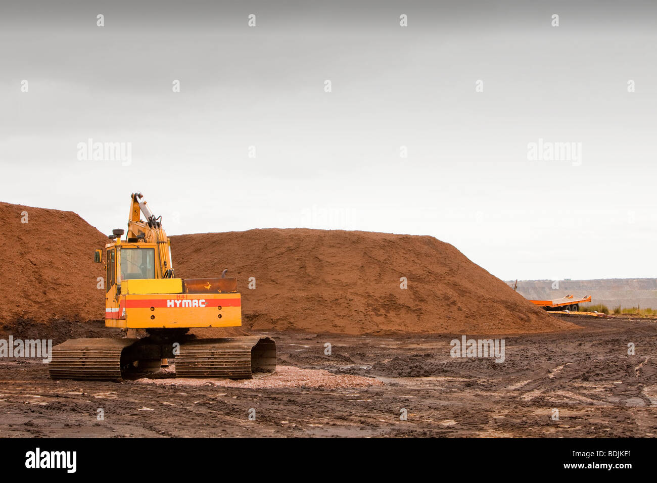 Mining peat from an raised peat bog near Douglas in Lanarkshire ...