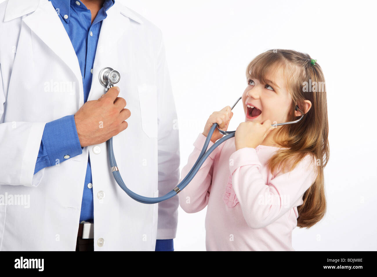 Girl Playing with Stethoscope Stock Photo - Alamy