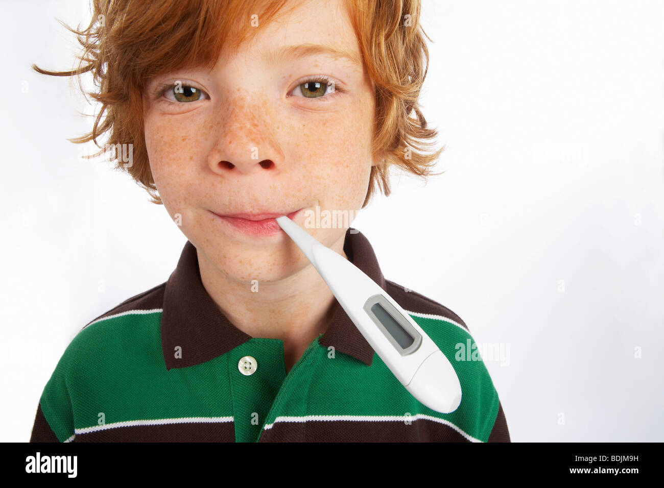 Portrait of Boy Having His Temperature Taken Stock Photo - Alamy
