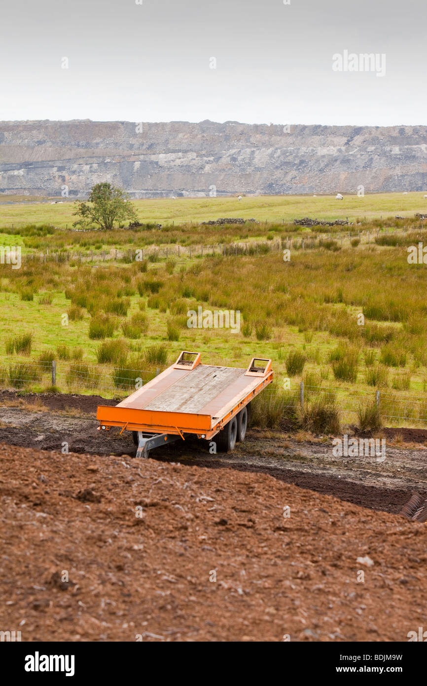 Mining peat from an raised peat bog near Douglas in Lanarkshire ...
