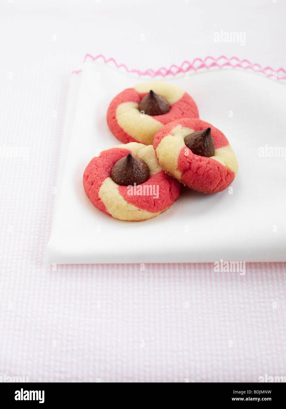 Peppermint Nugget Shortbread Cookies with Chocolate Chip on Top Stock ...