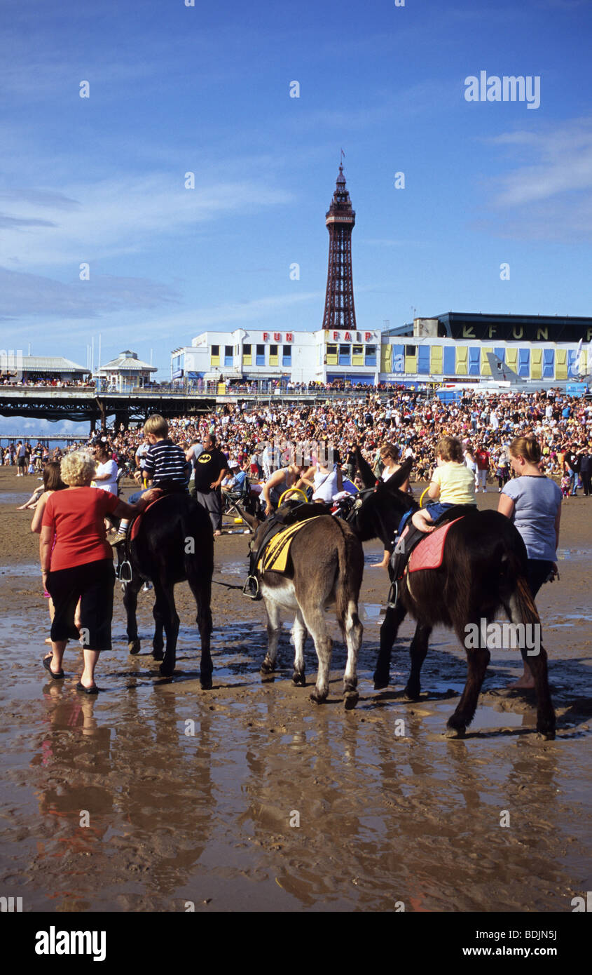 Donkey Rides And Summer Crowds On Blackpool Famous Beach Stock Photo ...
