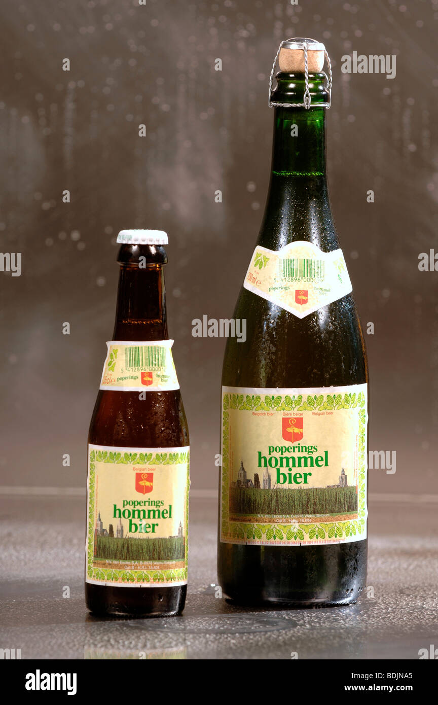 330ml and 750ml bottles of Poperings Hommel bier Belgian beer Stock ...